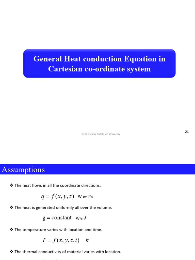 3-General Heat Conduction Equation - Cartesian Co-Ordinate-06!01!2024 | PDF