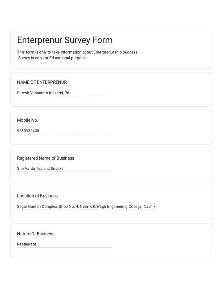 Merged Enterprenur Survey Form | PDF