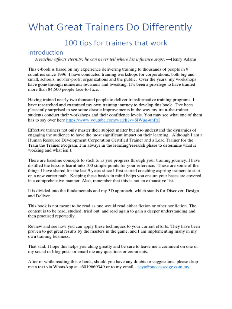 100 Tips For Trainers That Work | PDF | Learning | Microsoft Power Point