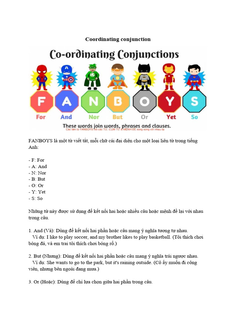 Coordinating Conjunction FANBOYS | PDF