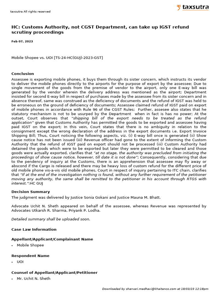 Mobile Shhoppe - Custom authorities - Scrutiny proceedings | PDF