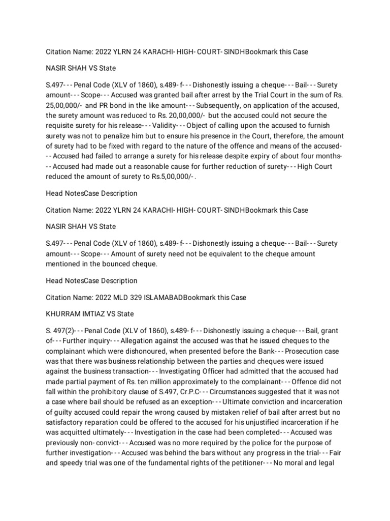 SECTION 489F JUDGMENTS BY Mehar Azam Ali Abbasi 03046988440 | PDF