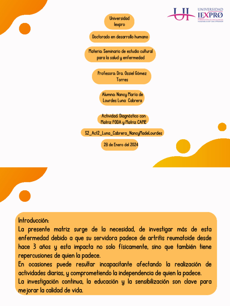 S2 Act2 Luna Cabrera NancyMadeLourdes | PDF | Artritis Reumatoide ...