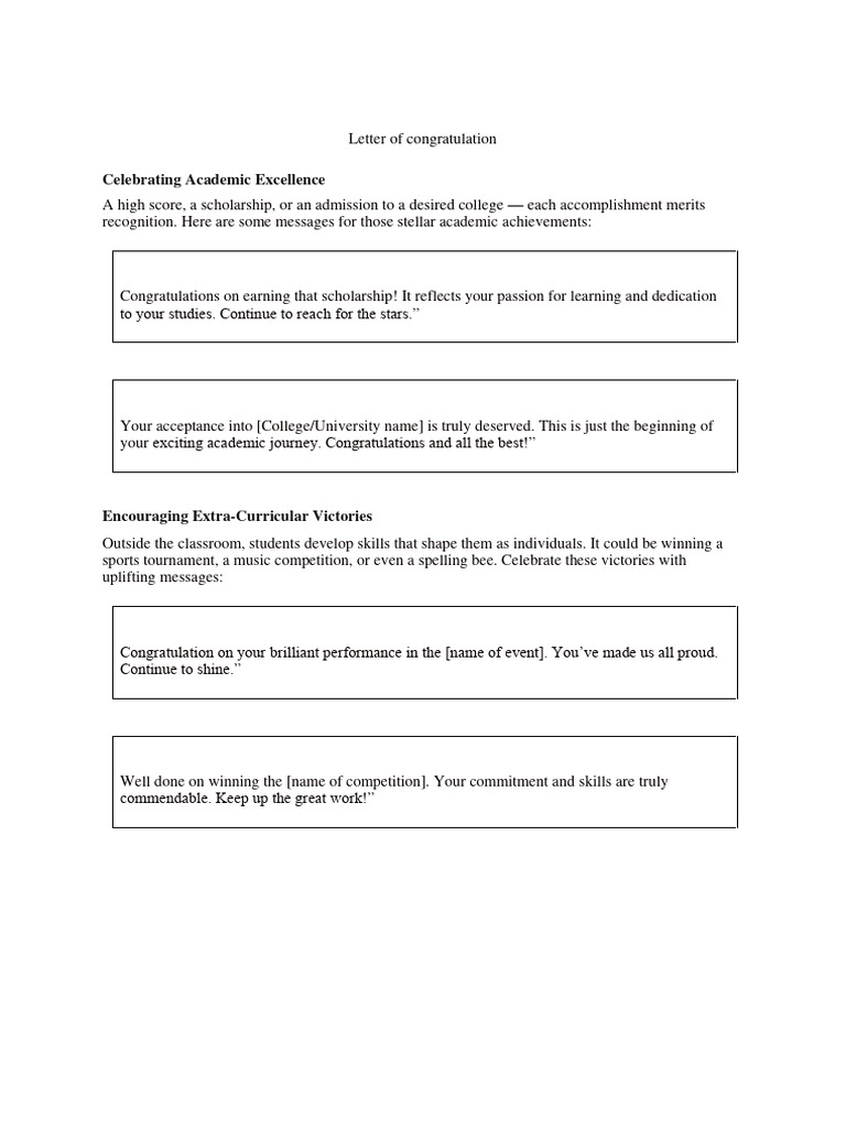 Letter of Congratulation | PDF | Self-Improvement