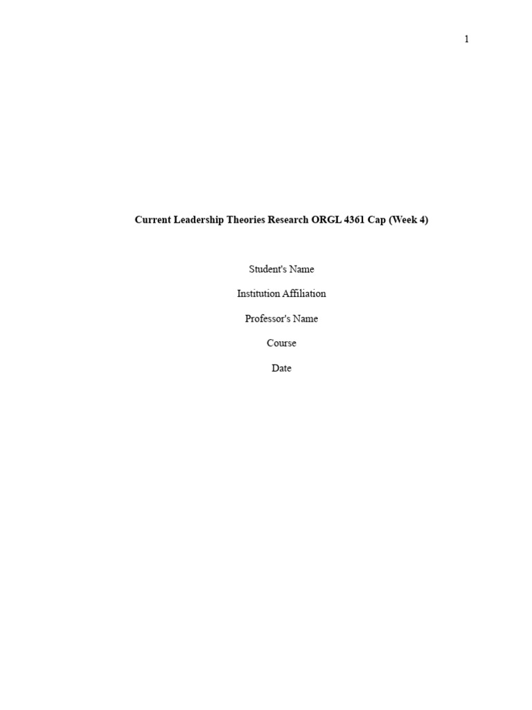 Current Leadership Theories Research ORGL 4361 Cap... | Download Free PDF | Motivation ...