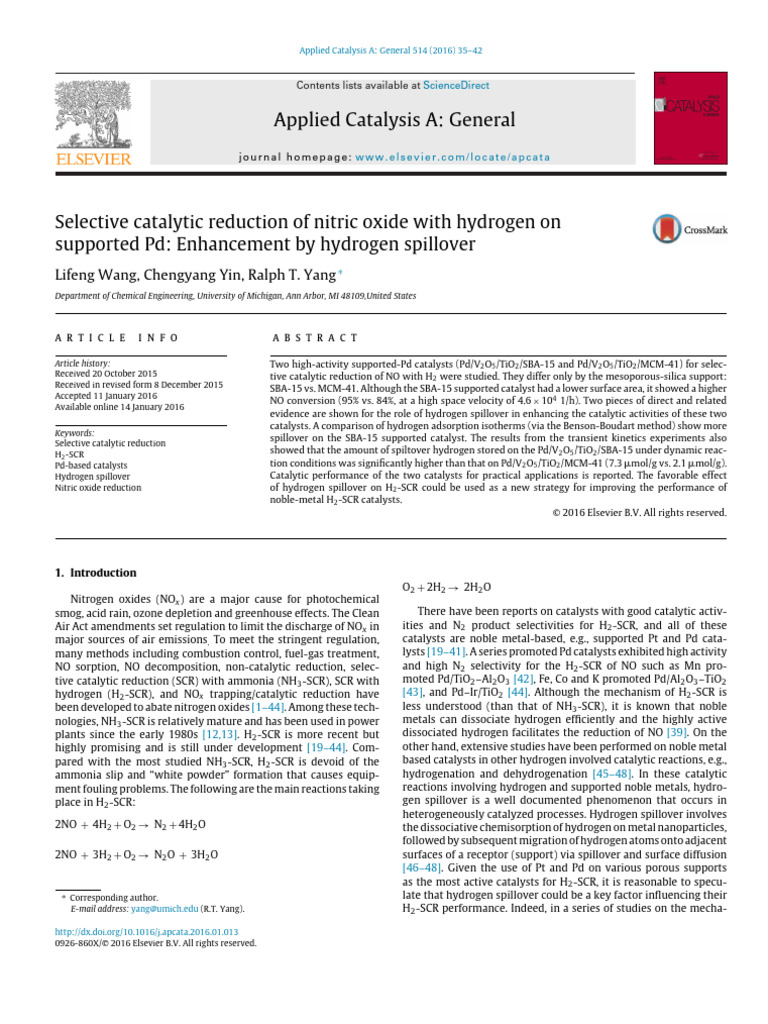 H2 SCR To Replicate | PDF | Catalysis | Adsorption