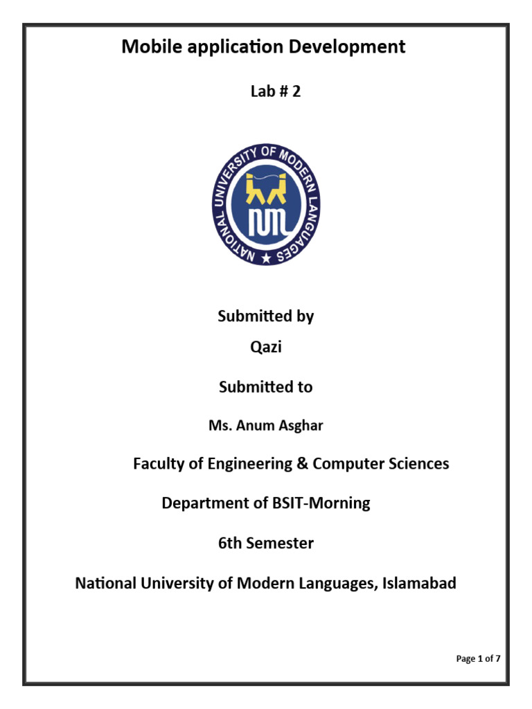 Qazi Lab 2 | PDF | Android (Operating System) | Computing Platforms