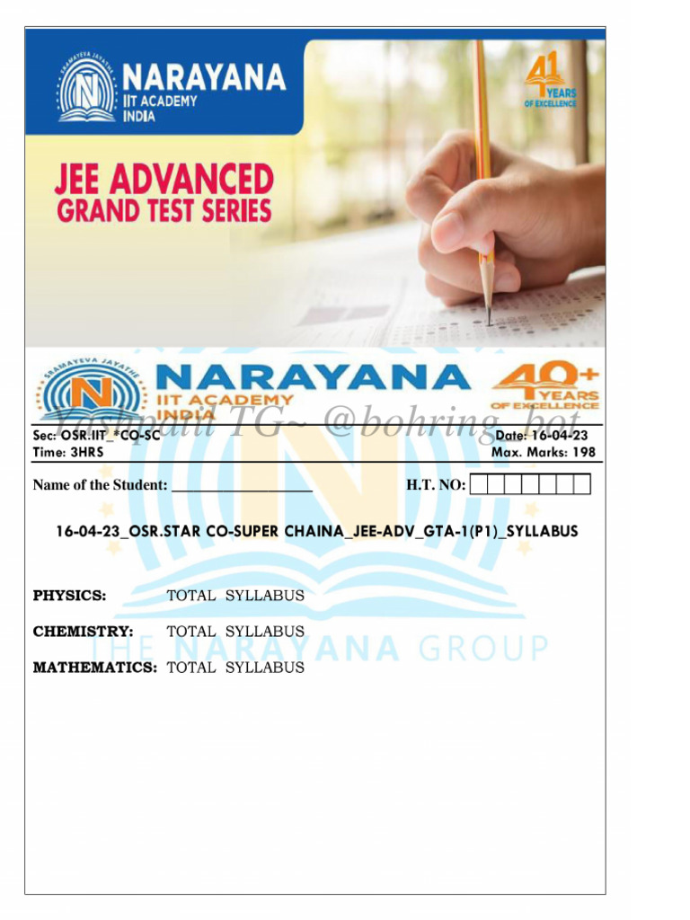 Narayana Advanced GT - 2023 | PDF