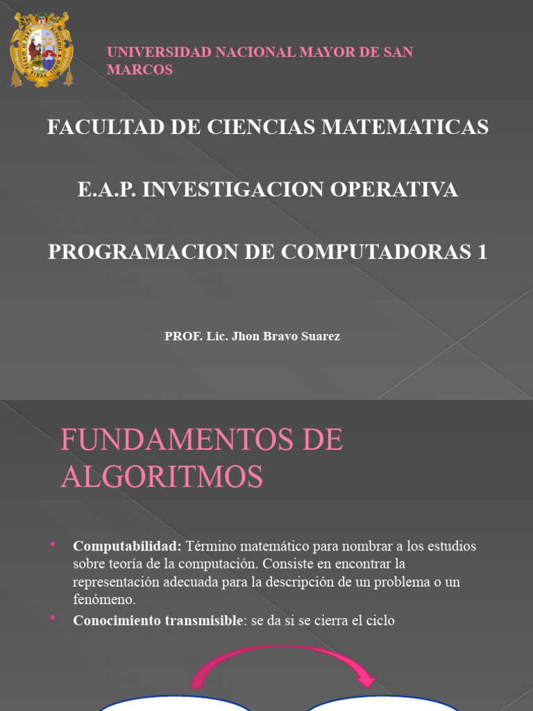 Fundamentos Algoritmos Clase 1 v2 | PDF | Algoritmos | Lenguaje de programación