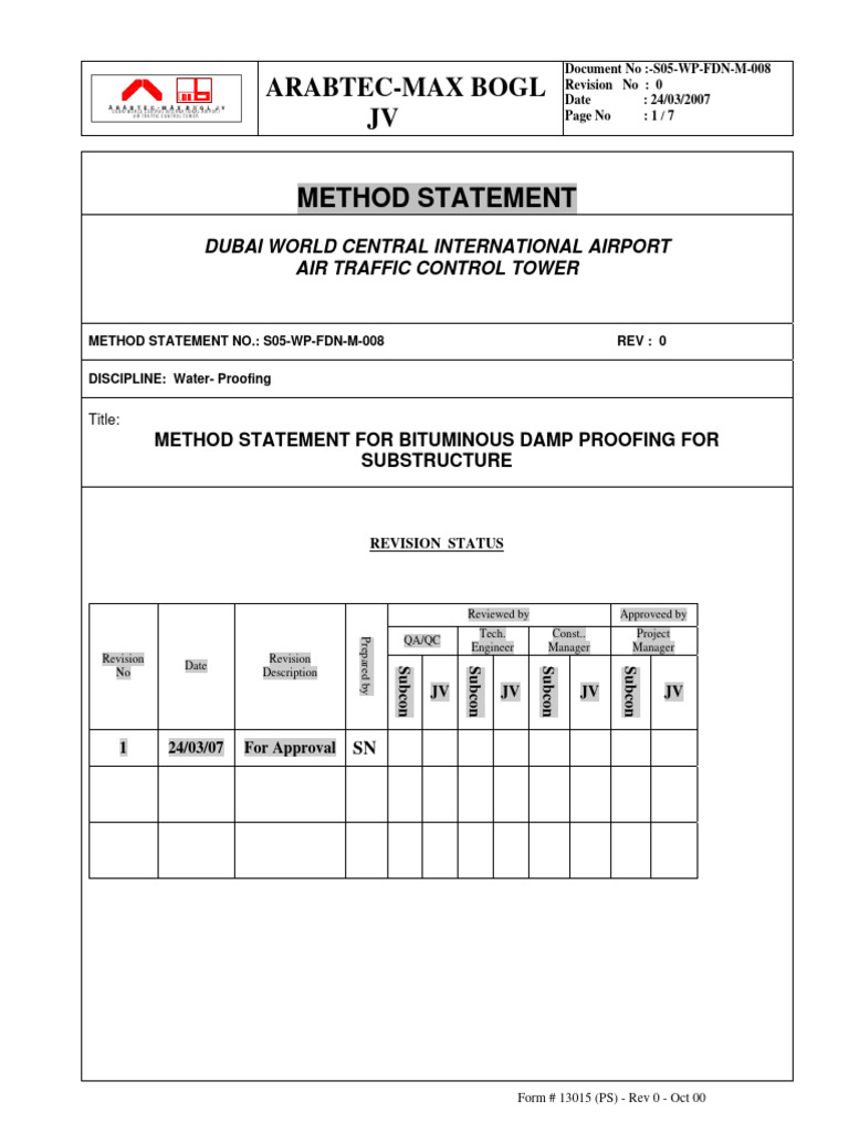 MS-008 Bituminous Damp Proofing For Substructure | PDF | Concrete