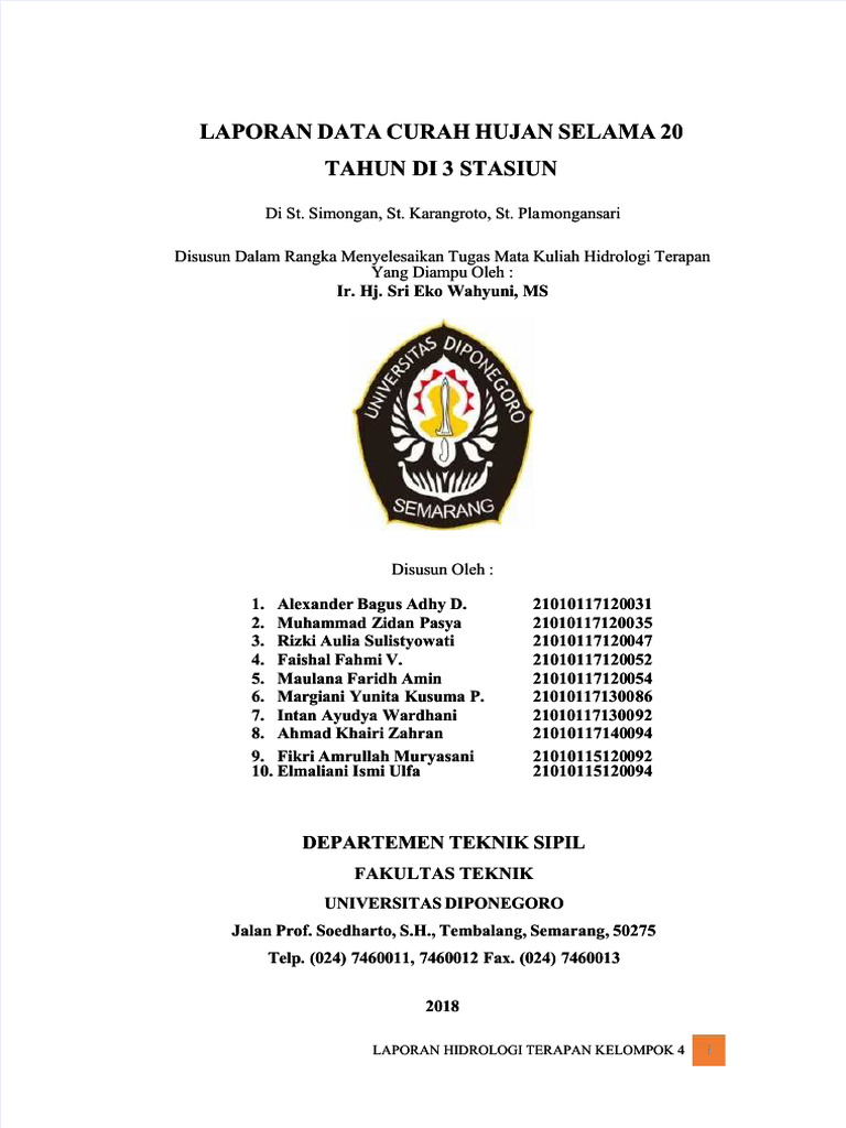 PDF Laporan Data Curah Hujan Selama 20 Tahun Di 3 Stasiun - Compress | PDF