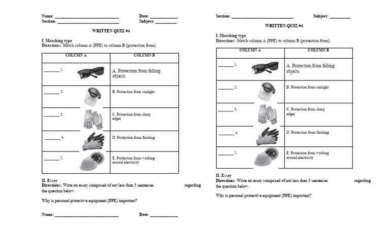 Ppe Quiz Pdf