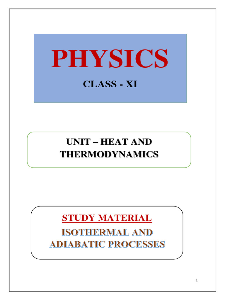 Isothermal and Adiabatic Processes Explained | PDF