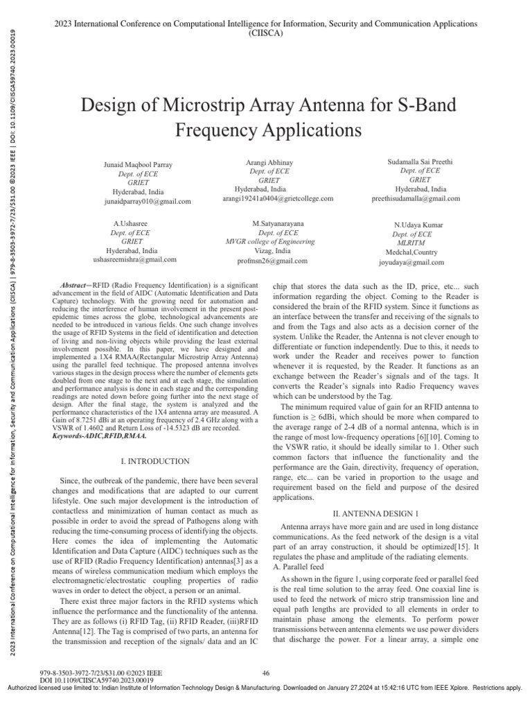 Design of Microstrip Array Antenna For S-Band Frequency Applications | PDF | Radio Frequency ...