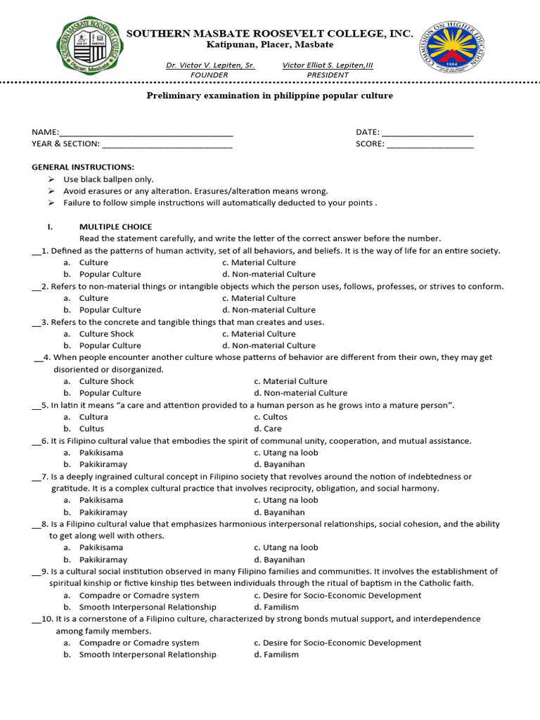 Philippine Popular Culture Prelim | PDF | Psychological Resilience | Compassion