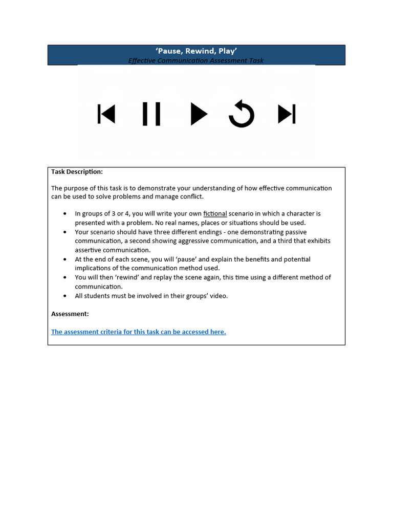 Communication and Social Skills Assessment Task | PDF | Communication ...