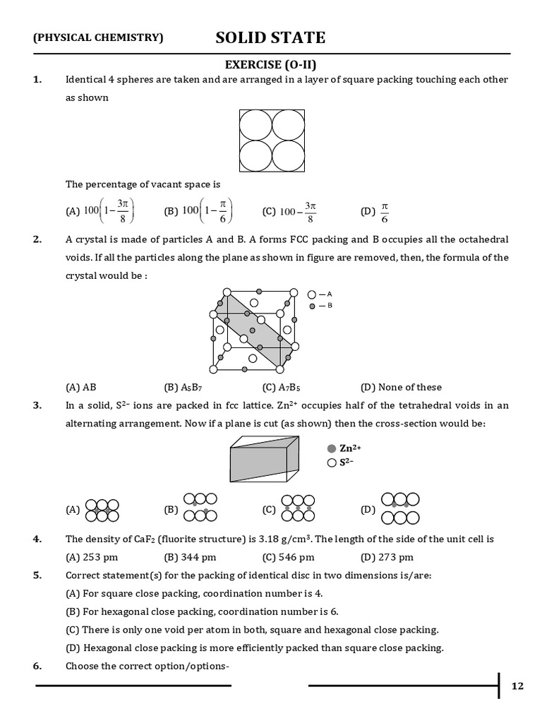 Solid State (Exercise) - Copy Export | PDF | Crystal Structure ...