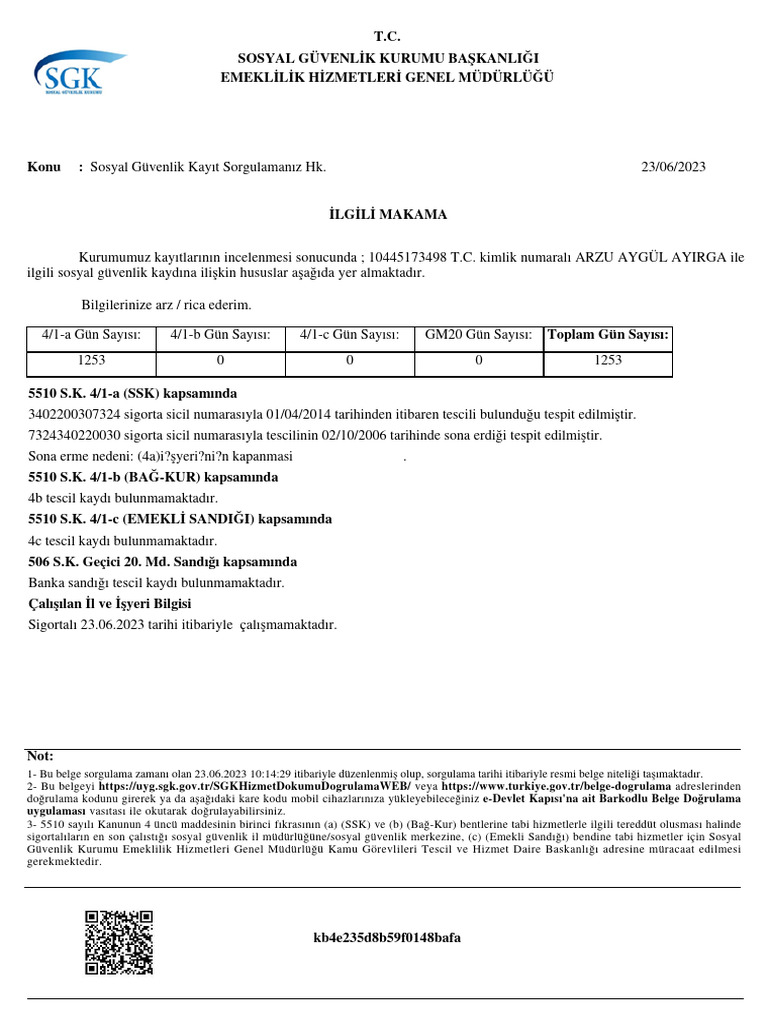 Sosyal Guvenlik Kayit Belgesi | PDF Sosyal Guvenlik Kayit Belgesi | PDF