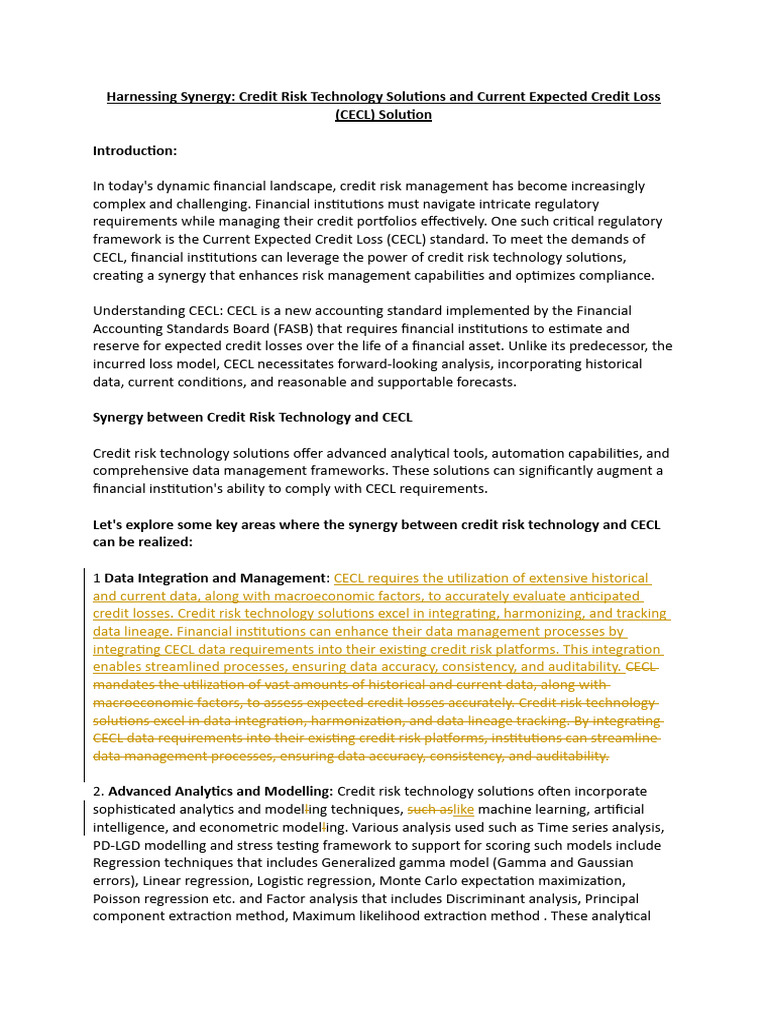Blog Synergy Between Credit Risk Technology Solutions | PDF | Analytics ...