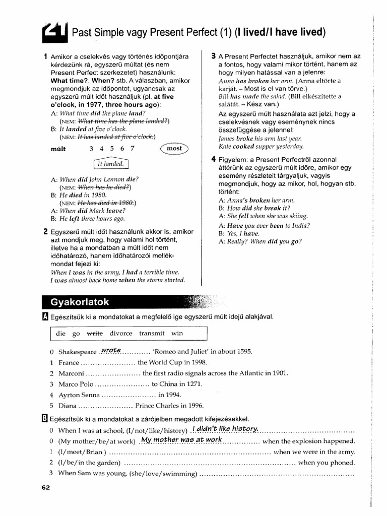 Oxford Angol Nyelvtan - PRESENT PERFECT vs. PAST SIMPLE | PDF