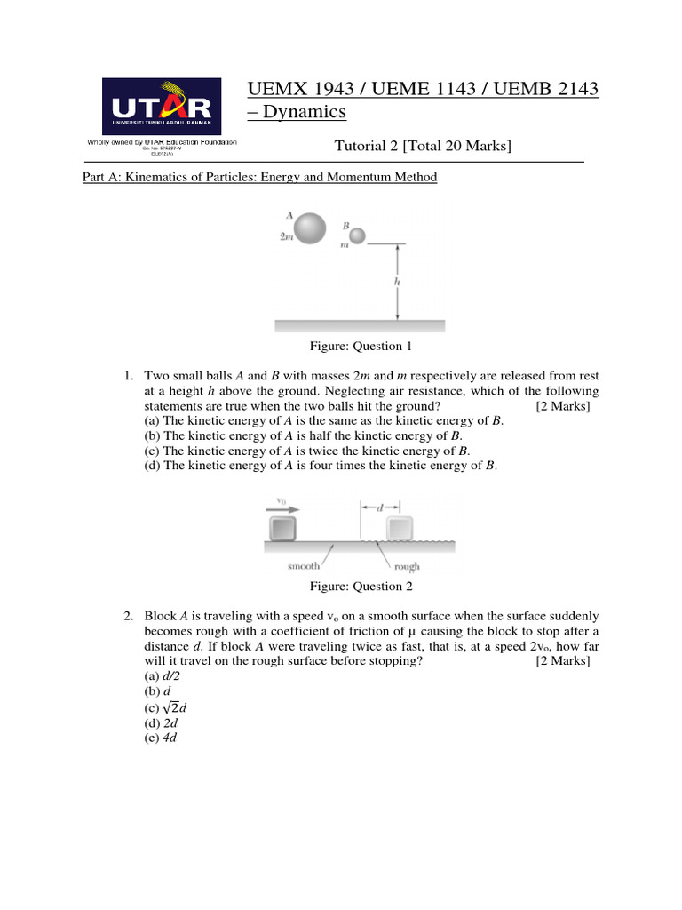 Tutorial 2 | PDF | Kinetic Energy | Velocity