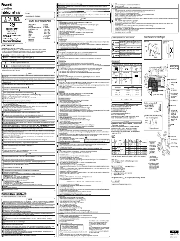 Panasonic Multi Split Ac Manual | PDF | Safety | Pipe (Fluid Conveyance)