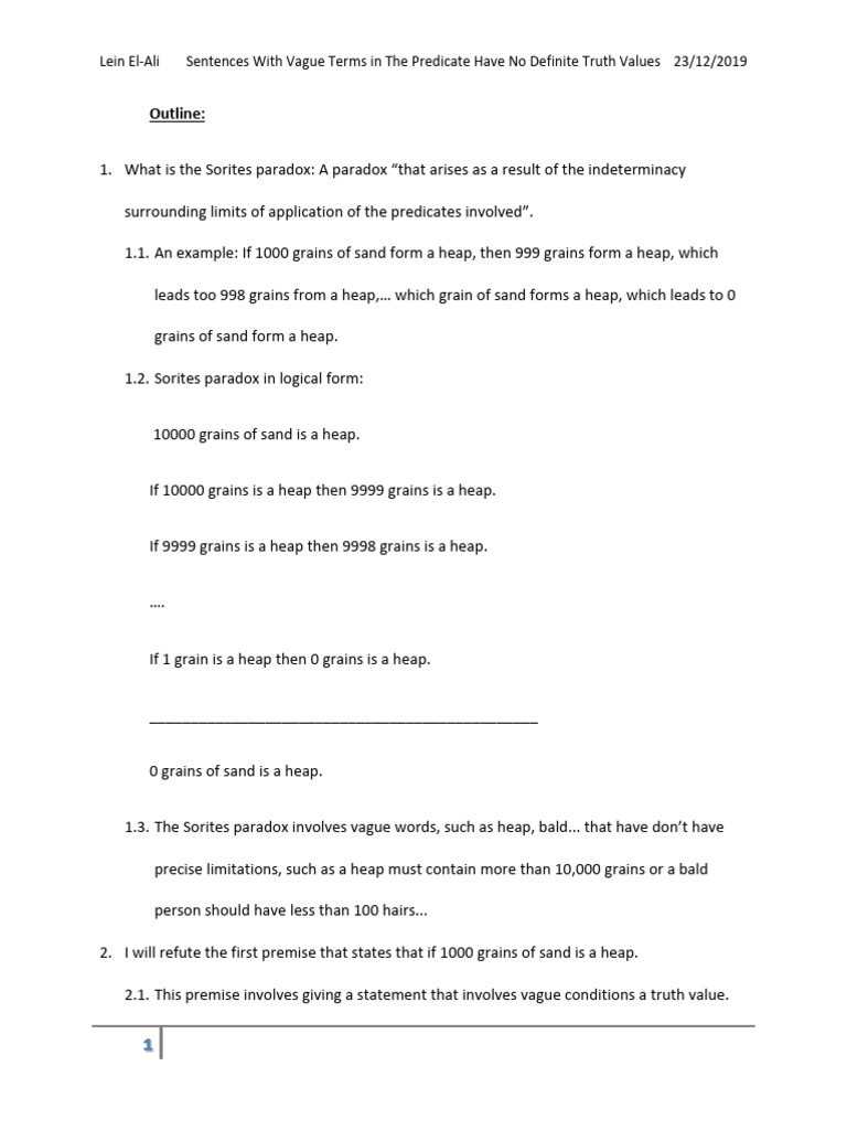Logic and the Sorites Paradox | PDF | Truth | Vagueness