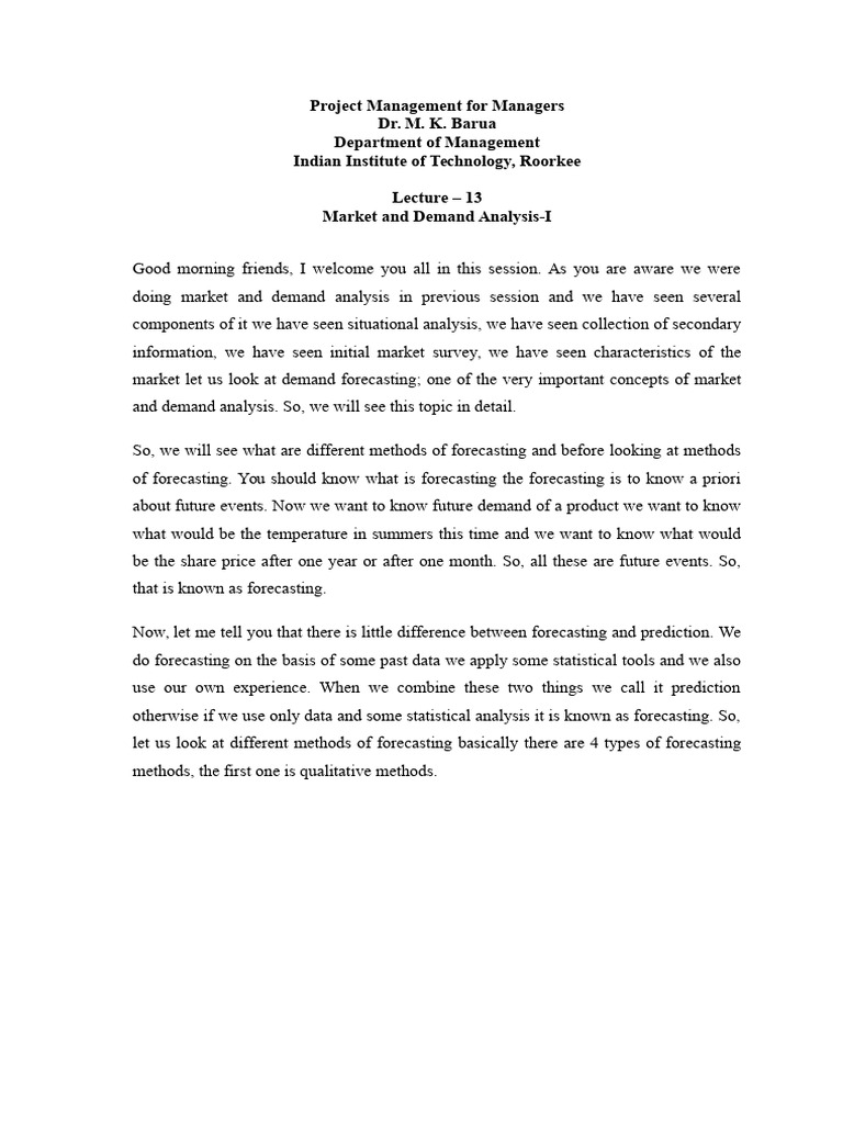 Lec 13 | PDF | Forecasting | Moving Average