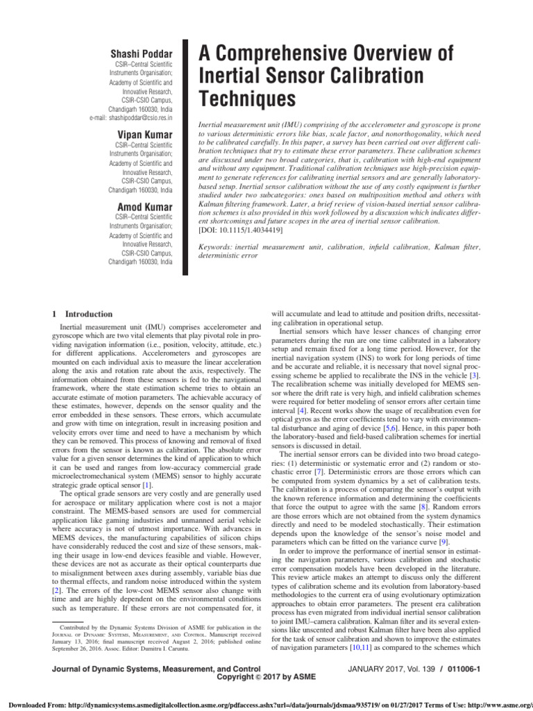 A Comprehensive Overview of Inertial Sensor Calibration Techniques | PDF | Inertial Navigation ...