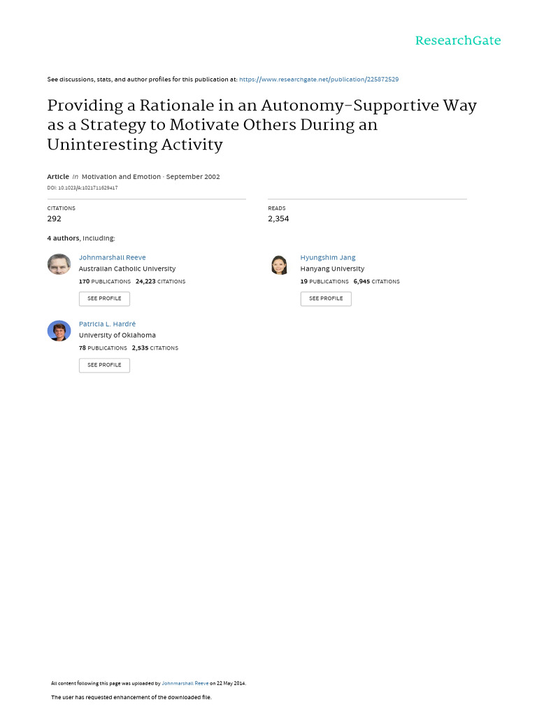 Providing A Rationale in An Autonomy-Supportive Wa | PDF | Mental ...