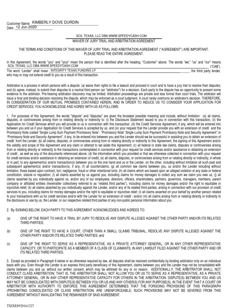 Kimberly Dove Durdin: Integrity Texas Funding LP | PDF | Loans ...