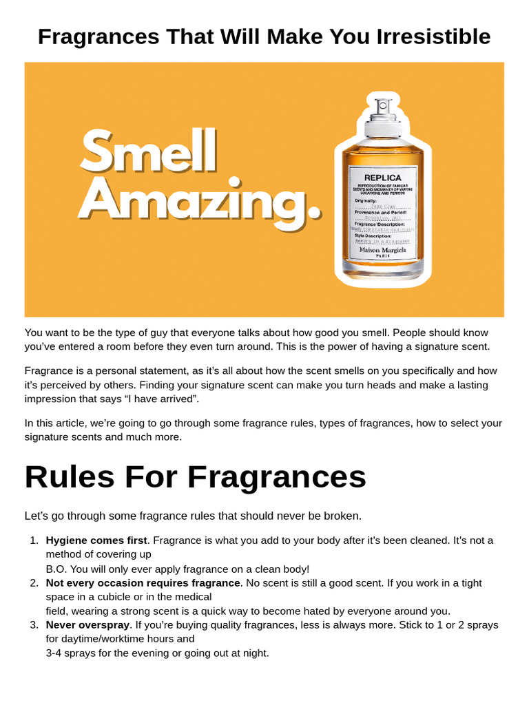 Fragrance Guide | PDF | Perfume | Odor