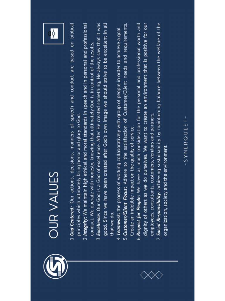 Synerquest Values | PDF
