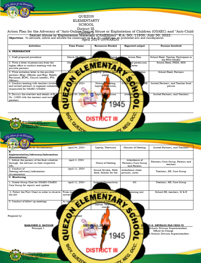Action Plan Osaec | PDF