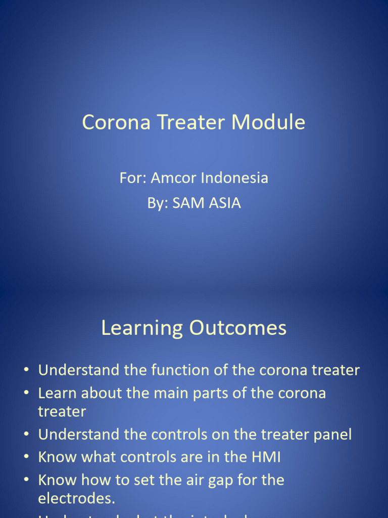 Corona Treater Guide for Amcor | PDF | Electricity | Electrical Engineering