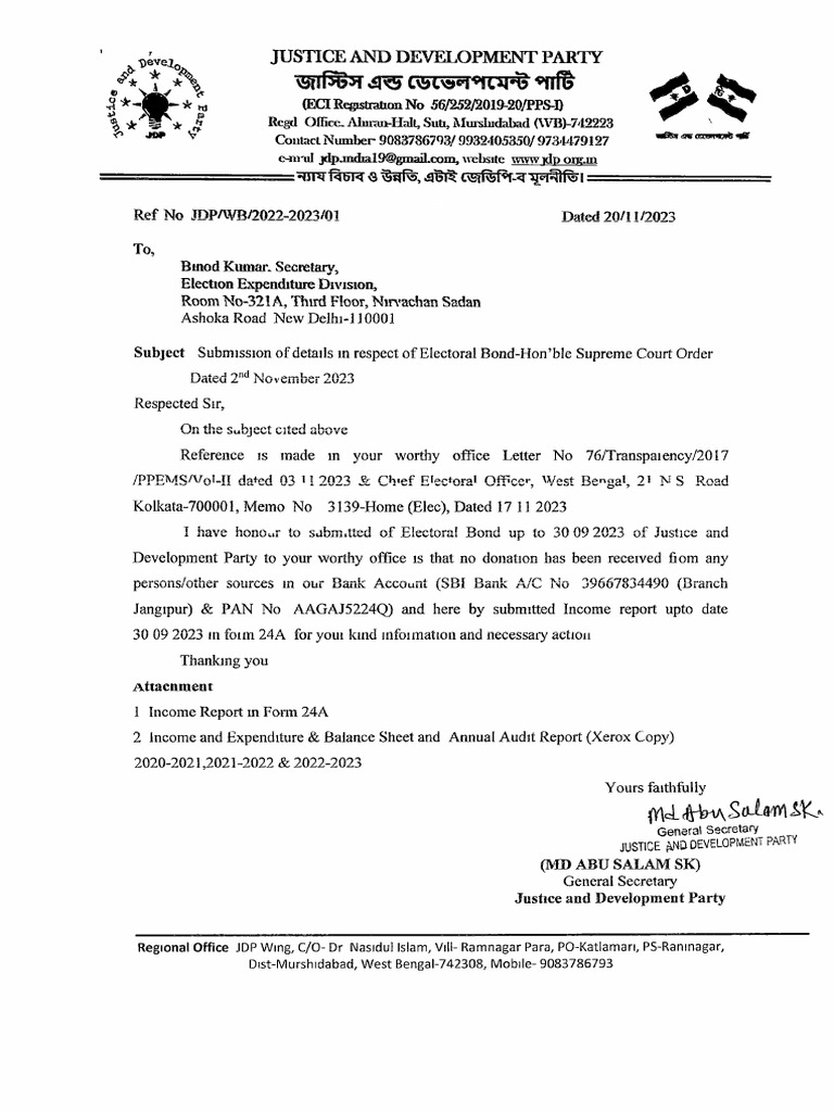 (Earegistratiaano 56Y25?/2019-20/Pps-D Isr: T) Eveao Justice and Development Party | PDF