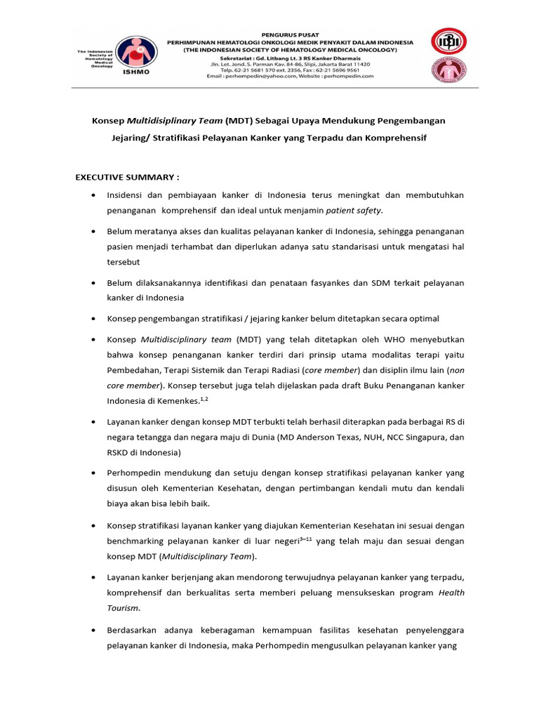Strategi MDT untuk Pelayanan Kanker 2025 | PDF