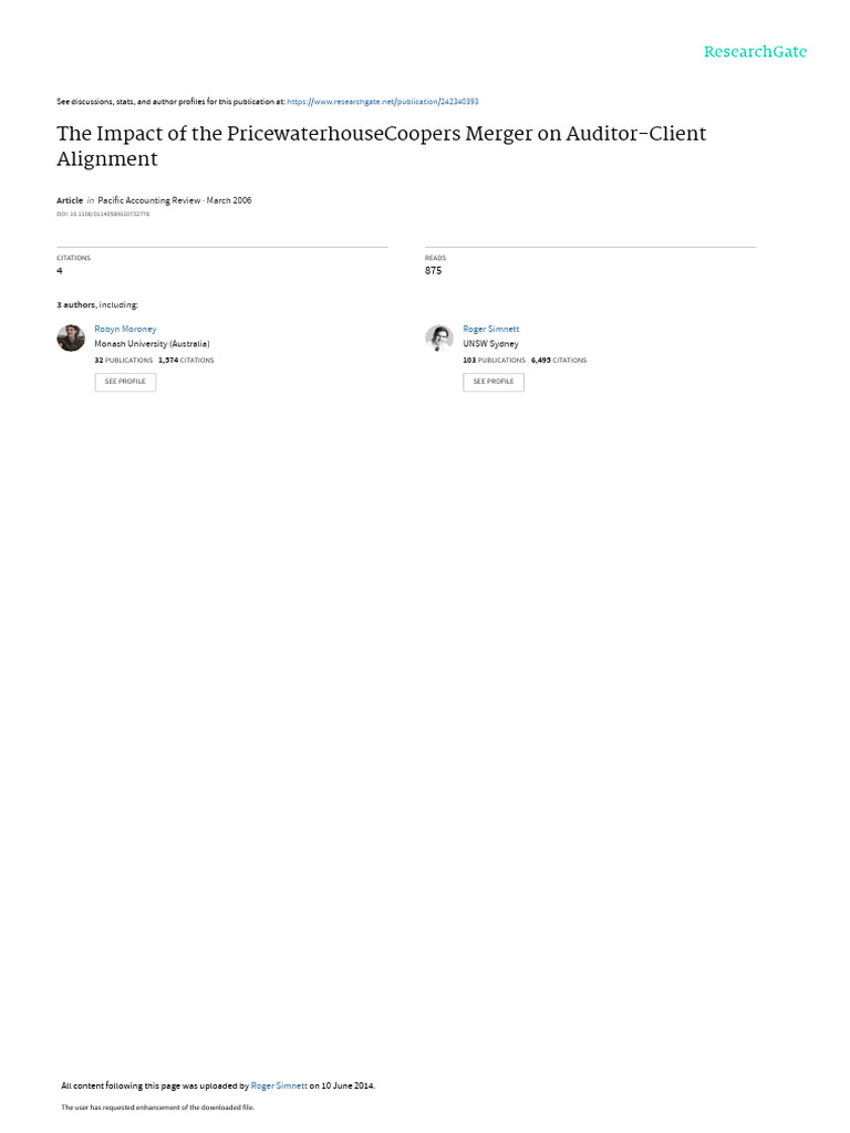 Auditor Alignment Paper Thavapalan Moroneyand Simnettin Pacific ...