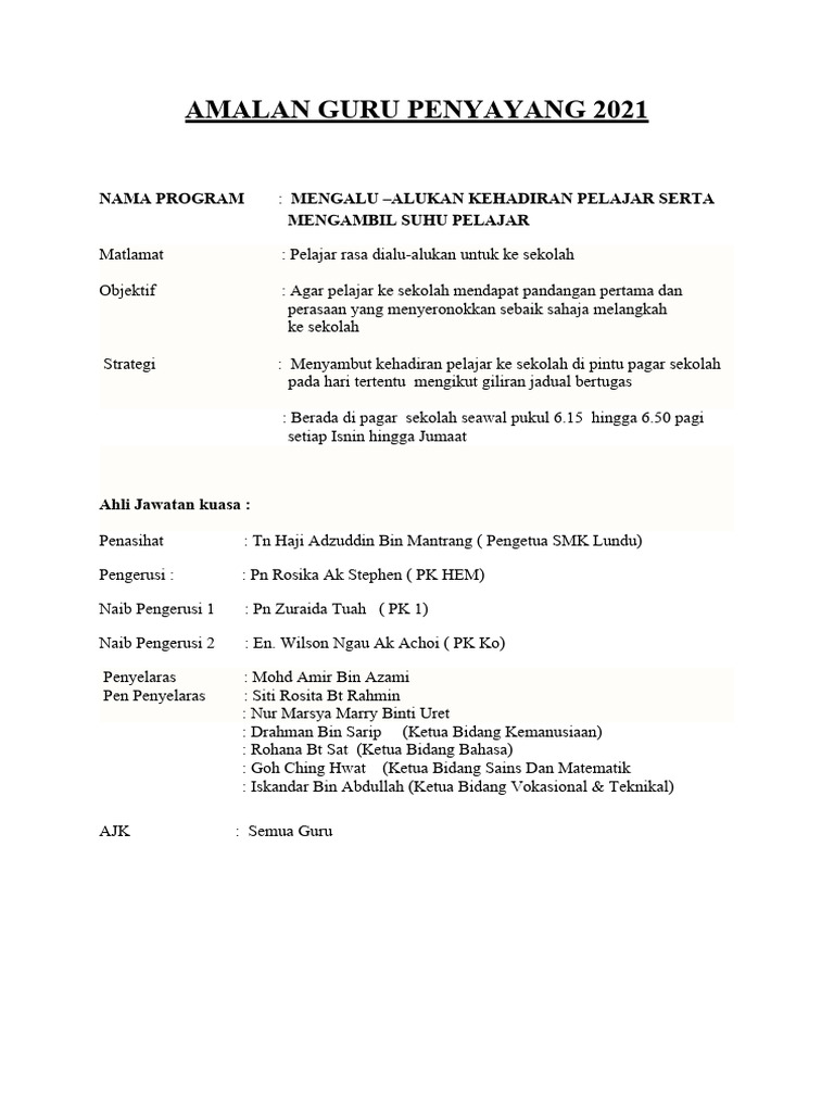 Amalan Guru Penyayang 2021 | PDF