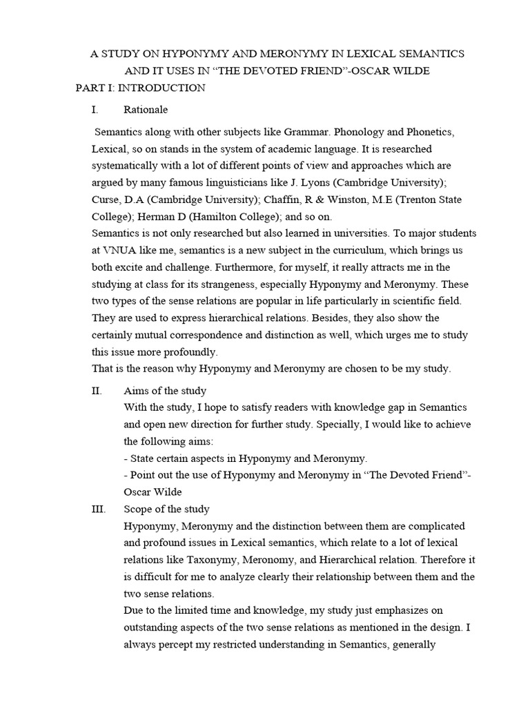 Hyponymy and Meronymy | Download Free PDF | Semantics | Linguistics