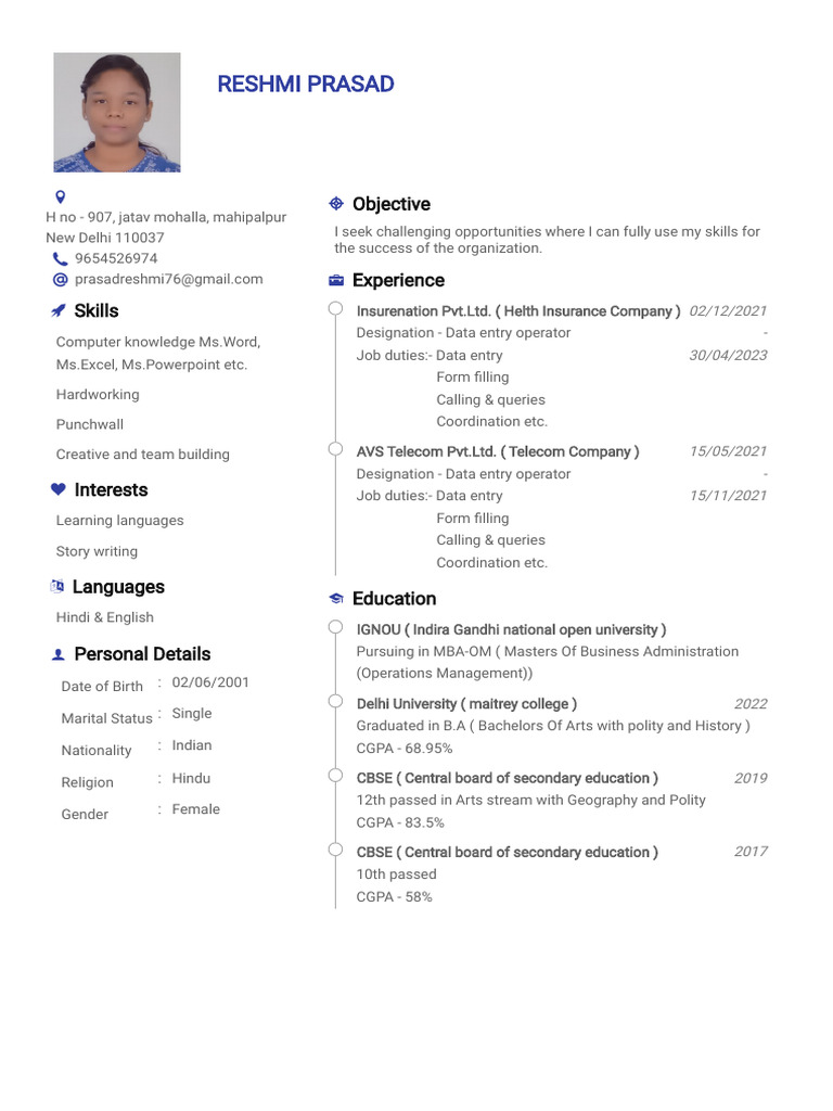 Reshmi office assistant | PDF