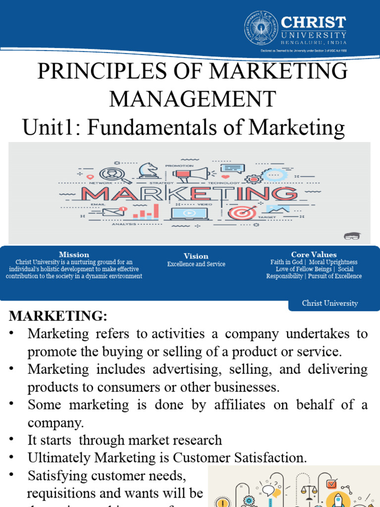 Chapter 1 Fundamentals Of Marketing Pdf Marketing Customer