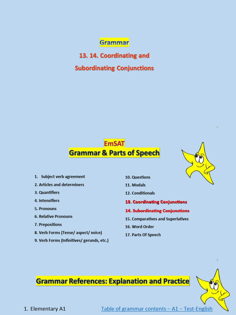 Coordinating and Subordinating Conjunctions | PDF | Verb | English Language