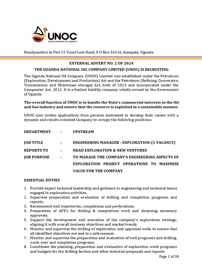 External Job Advert No. 2 of 2024 | PDF | Hydrocarbon Exploration ...