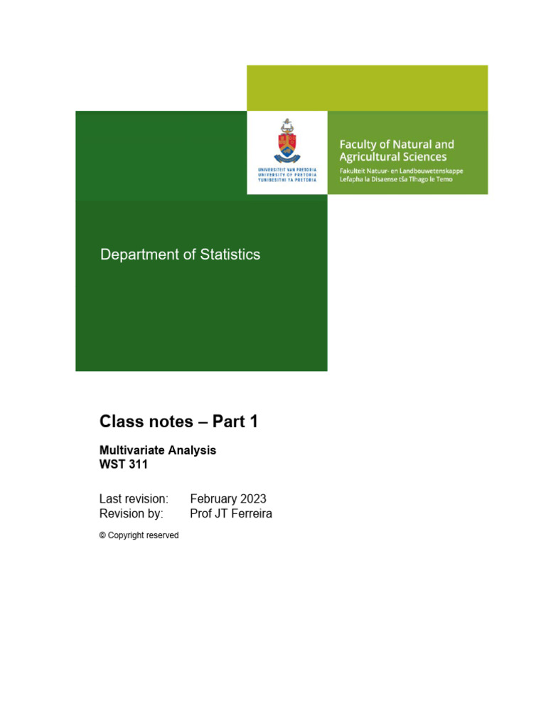 WST 311 - Part 1 2023 | PDF | Eigenvalues And Eigenvectors | Matrix (Mathematics)