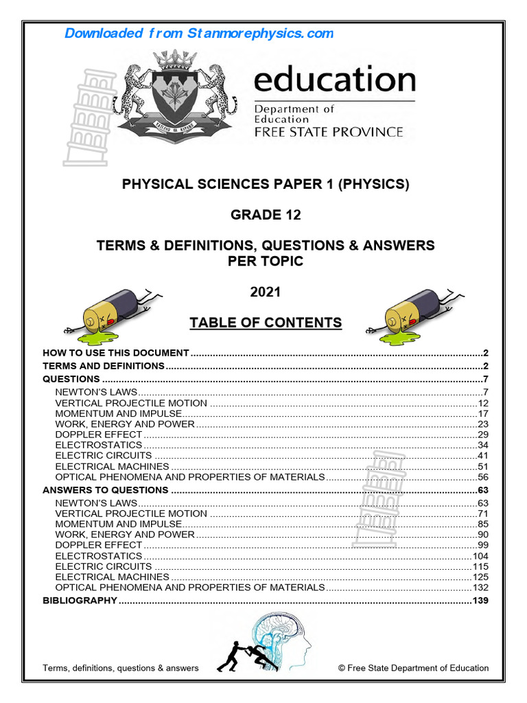FS Physical Sciences Grade 12 Terms and Definitions Paper 1 YEAR 2021 | PDF | Force ...