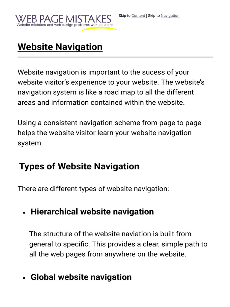 Website Navigation | PDF | Websites | World Wide Web