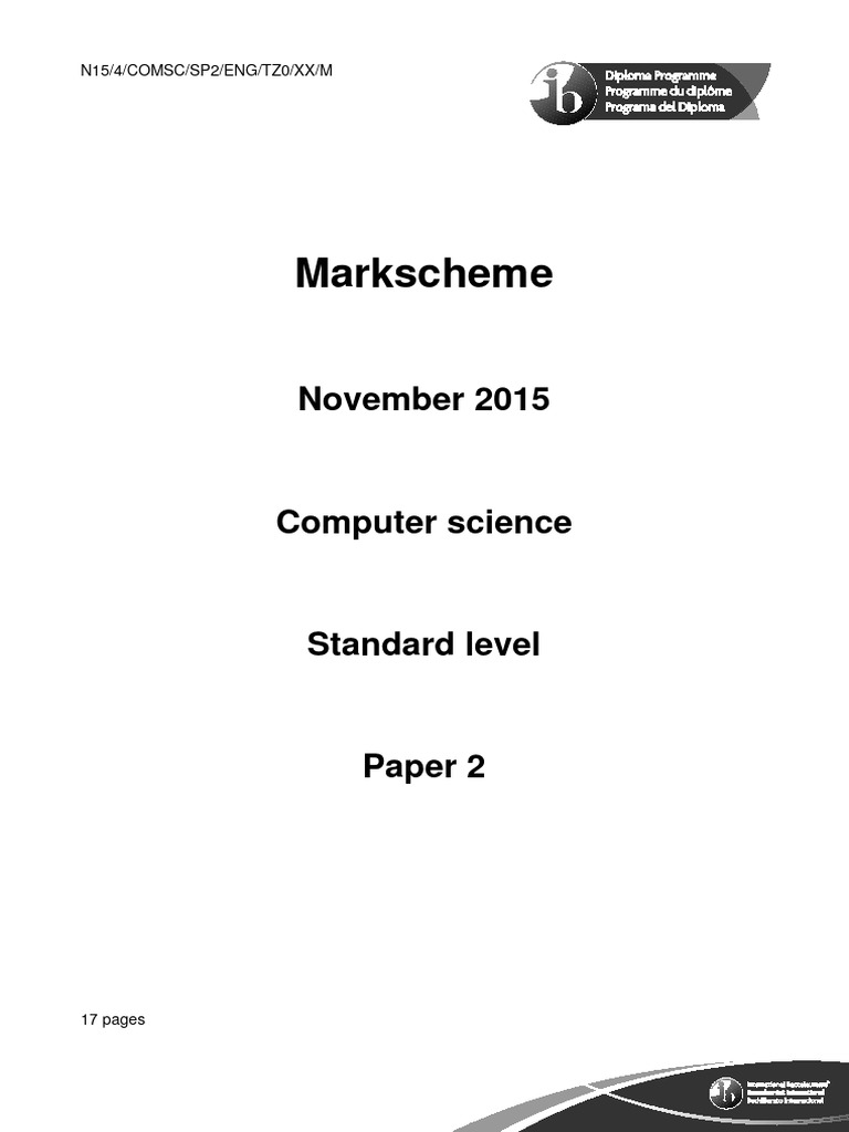 Computer Science Paper 2 SL Markscheme | PDF | Databases | Internet & Web