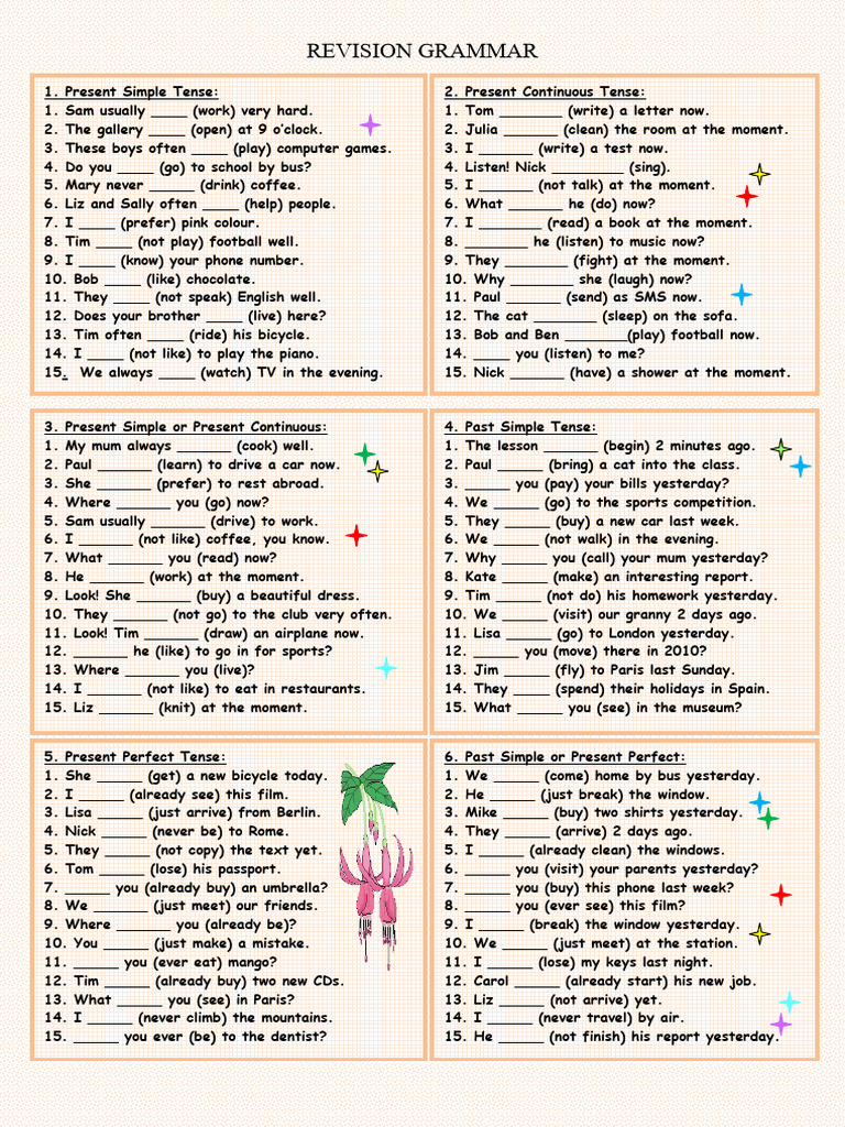 Grammar Tenses Revision Exercises | PDF