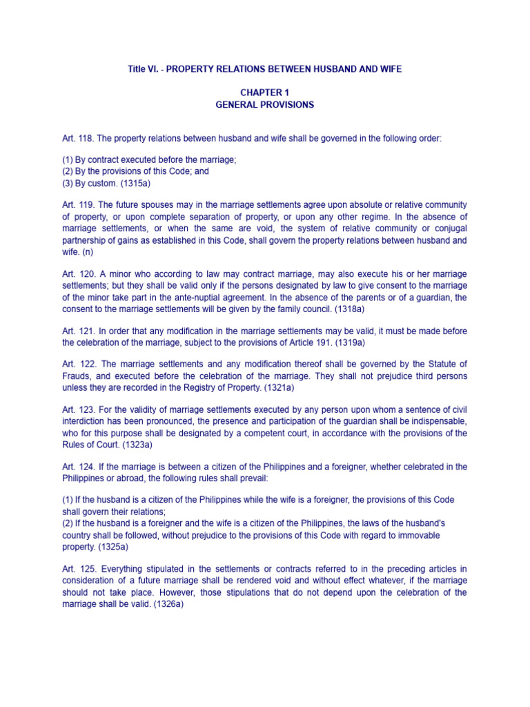 (LMGSTRP) Property Relations Pertinent Laws | PDF | Marriage | Husband